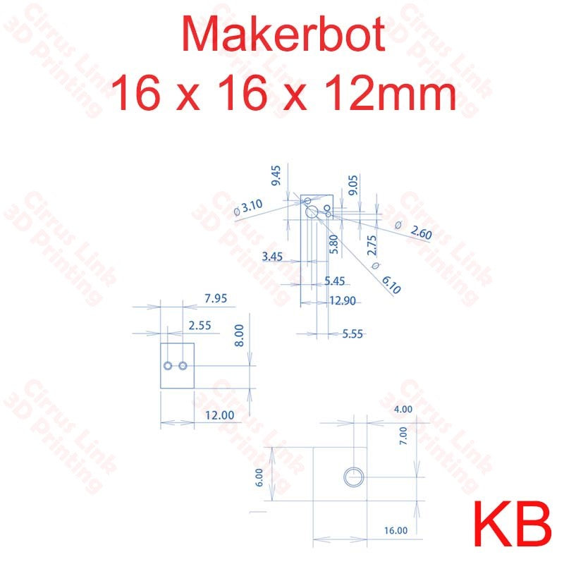 Heating Block for Makerbot (16X16X12) mm - 3D Print Part | Filament ...