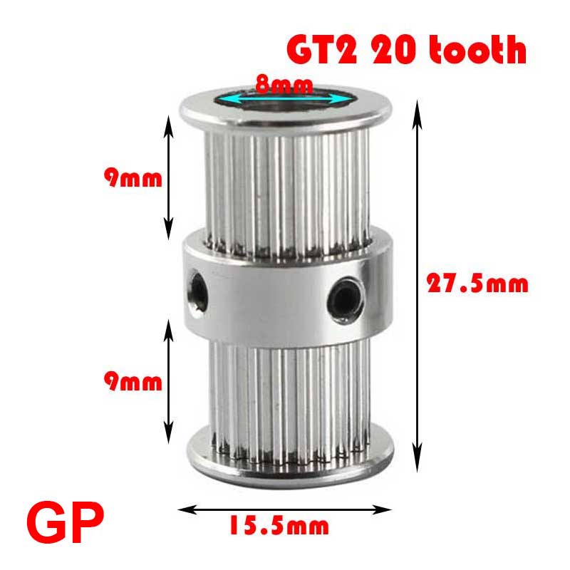 Sync Wheel Drive Dual Slots Aluminum for 6mm width GT2 Timing Belt – 3D ...