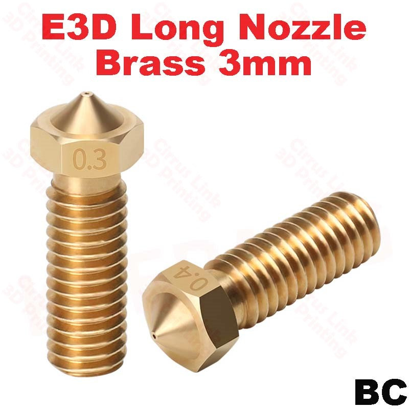 Nozzle E3D Volcano long Brass M6 threaded nozzle for 1.75/3mm – 3D ...
