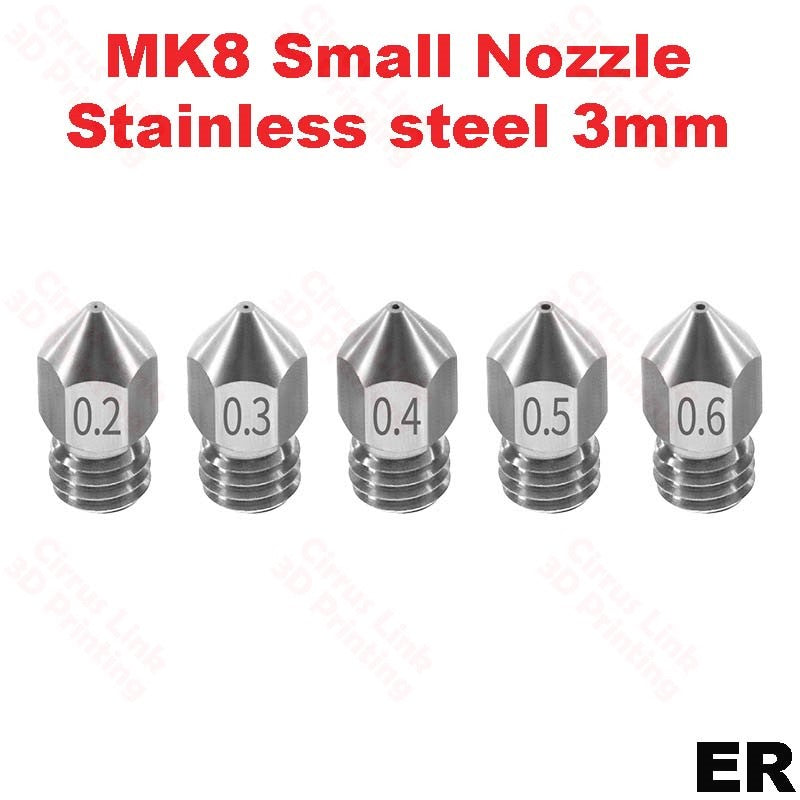 Nozzle MK8 Stainless Steel M6 threaded nozzle for 1.75/3mm -ES – 3D ...