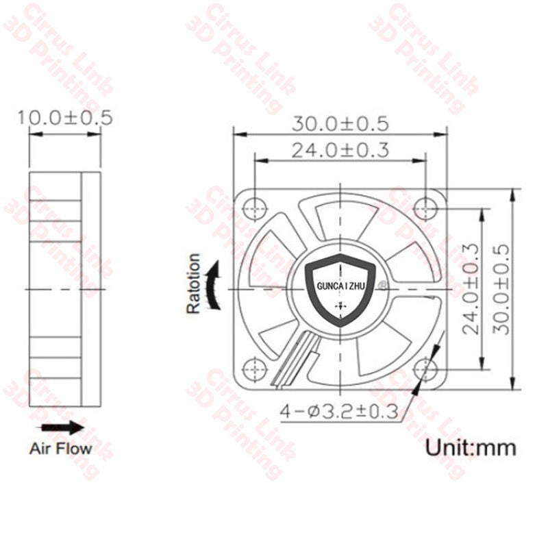 Cooling Fan 3010 30x30x10mm 12V 160mm – 3D Printing Perth - Cirrus Link